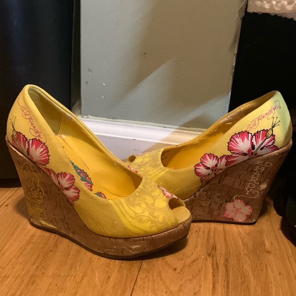 Ed Hardy | Shoes | Vintage Y2k Ed Hardy Wedges | Poshmark